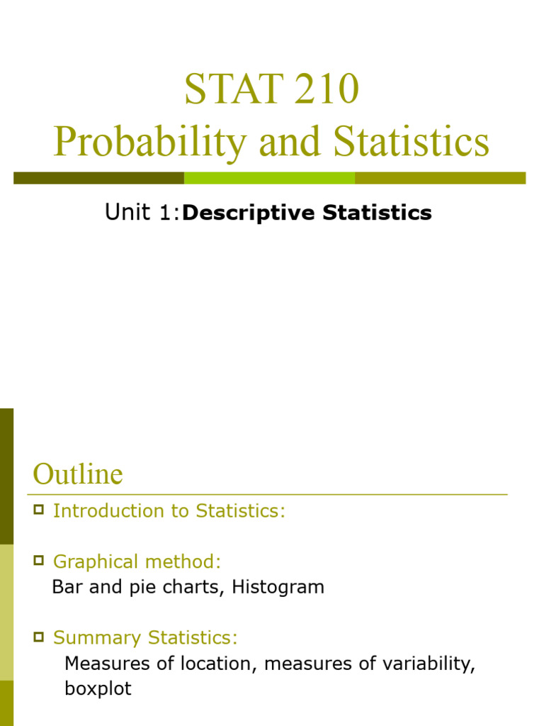 Intro to Descriptive Statistics in STAT210 | PDF | Statistics | Mean