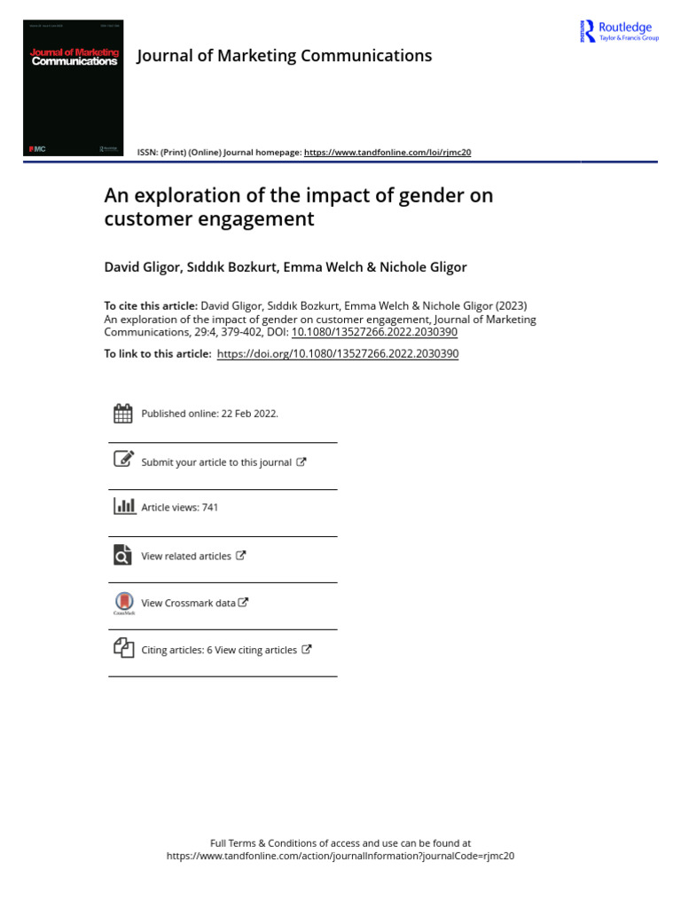 An Exploration of The Impact of Gender On Customer Engagement | PDF ...