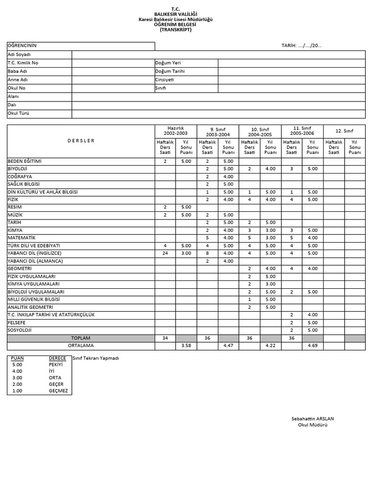 Transkript 5lik Ve 10luksistem | PDF