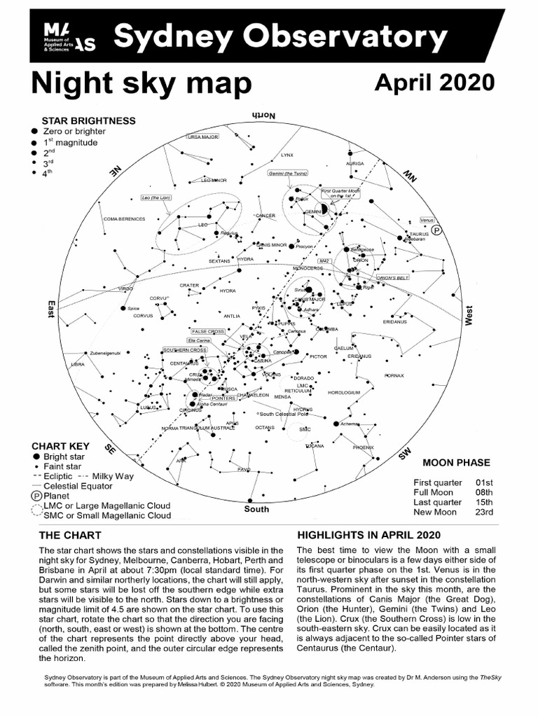Star Map Astronomy Whats in The Sky Tonight | PDF