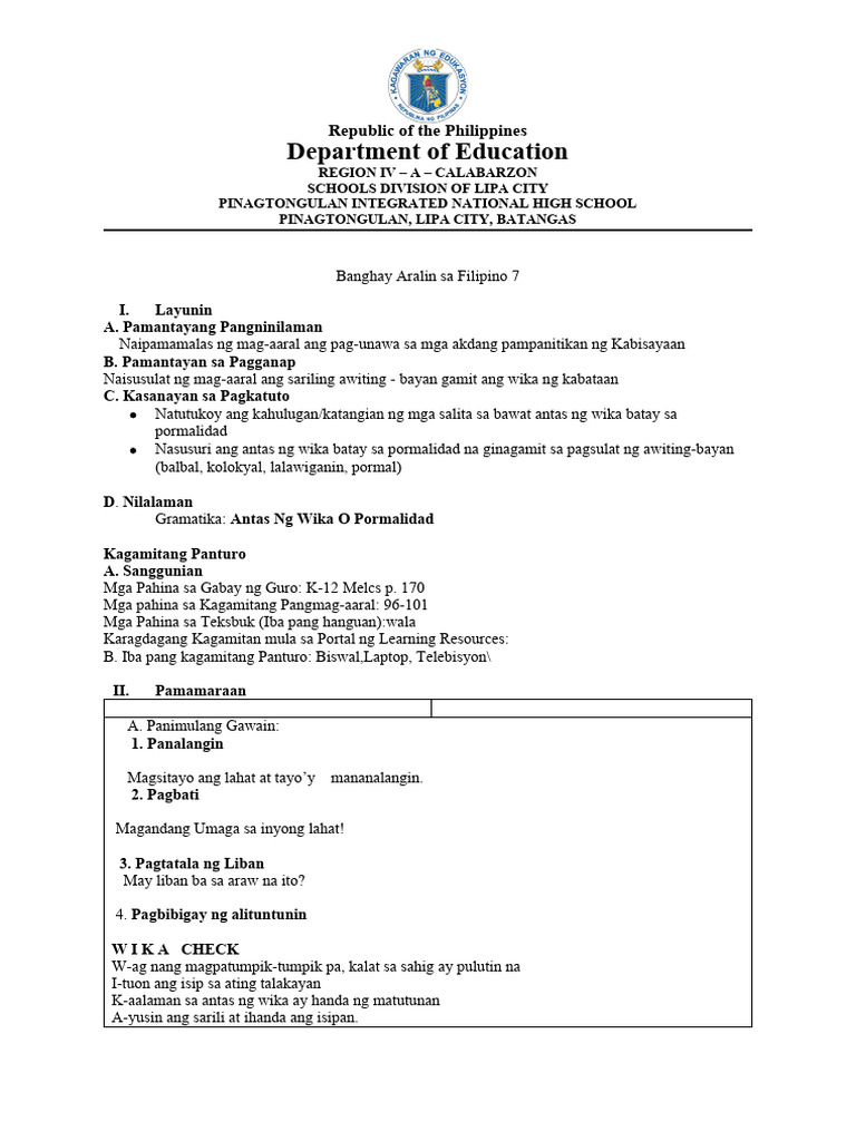 Semi Detailed Plan Cot 2 - 2ND QARTER | PDF