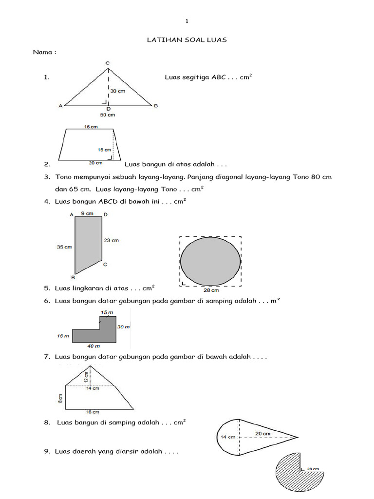 Latihan Soal Luas dan Volume Matematika | PDF