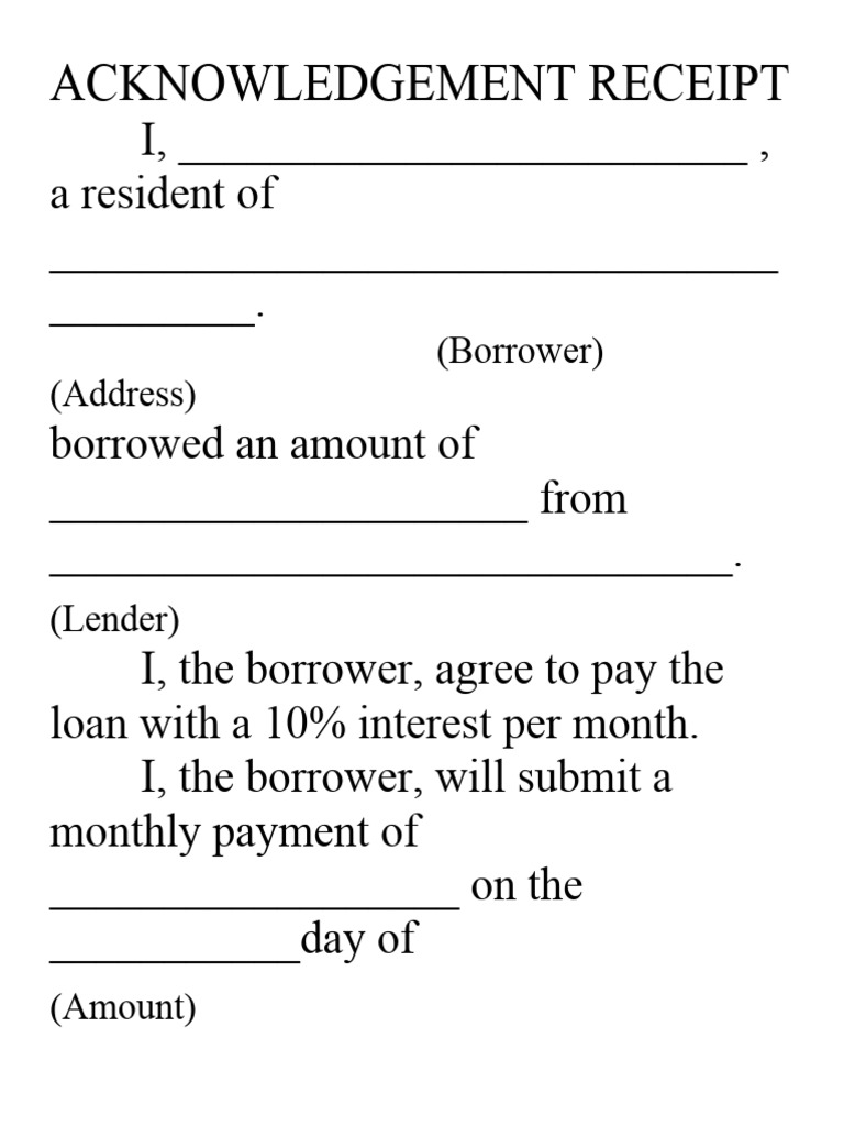 Acknowledgement Receipt | PDF | Loans | Interest