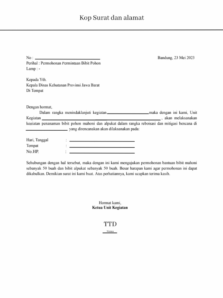 Contoh Surat Pengajuan Bibit | PDF