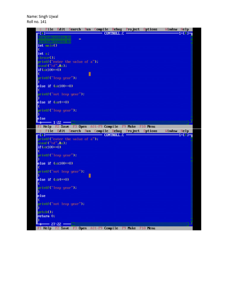 Leap Year Coding C Programming 1st Year | PDF