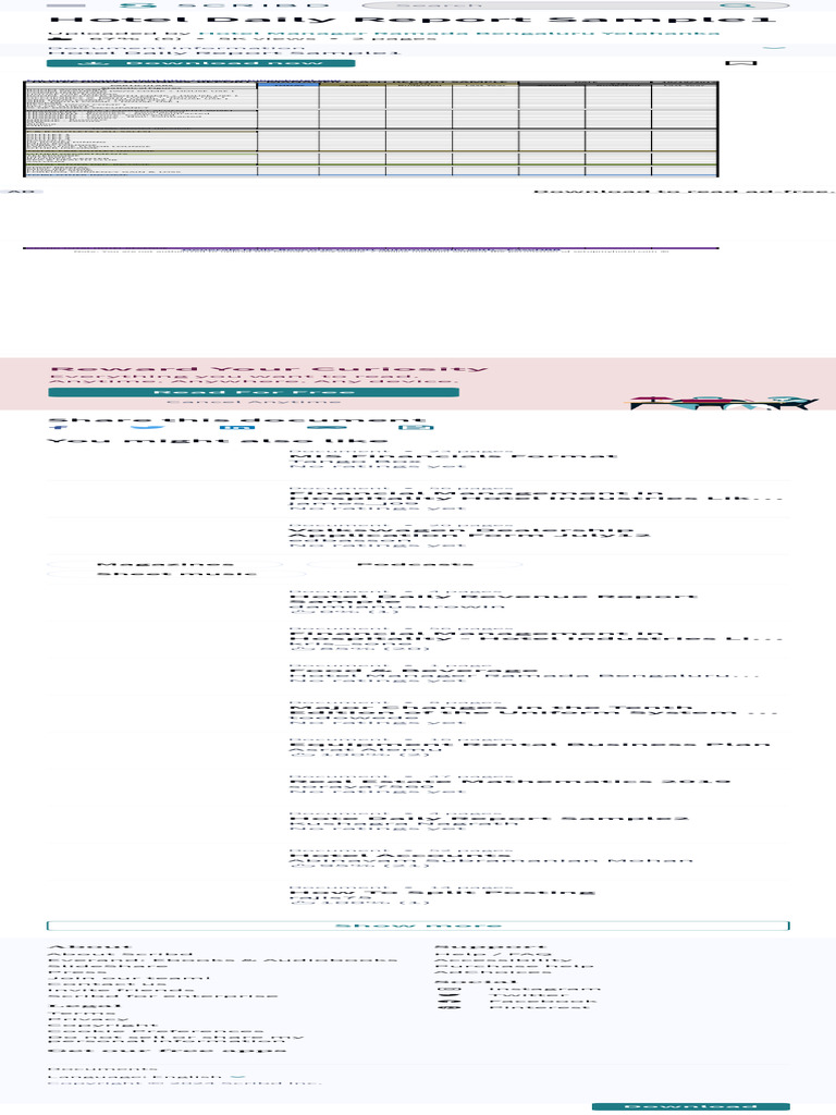 Hotel Daily Report Sample1 PDF | Download Free PDF | Scribd | Service ...