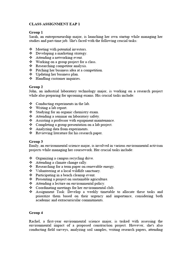 First Class Work EAP 1 2024 | PDF | Laboratories | Environmental Science
