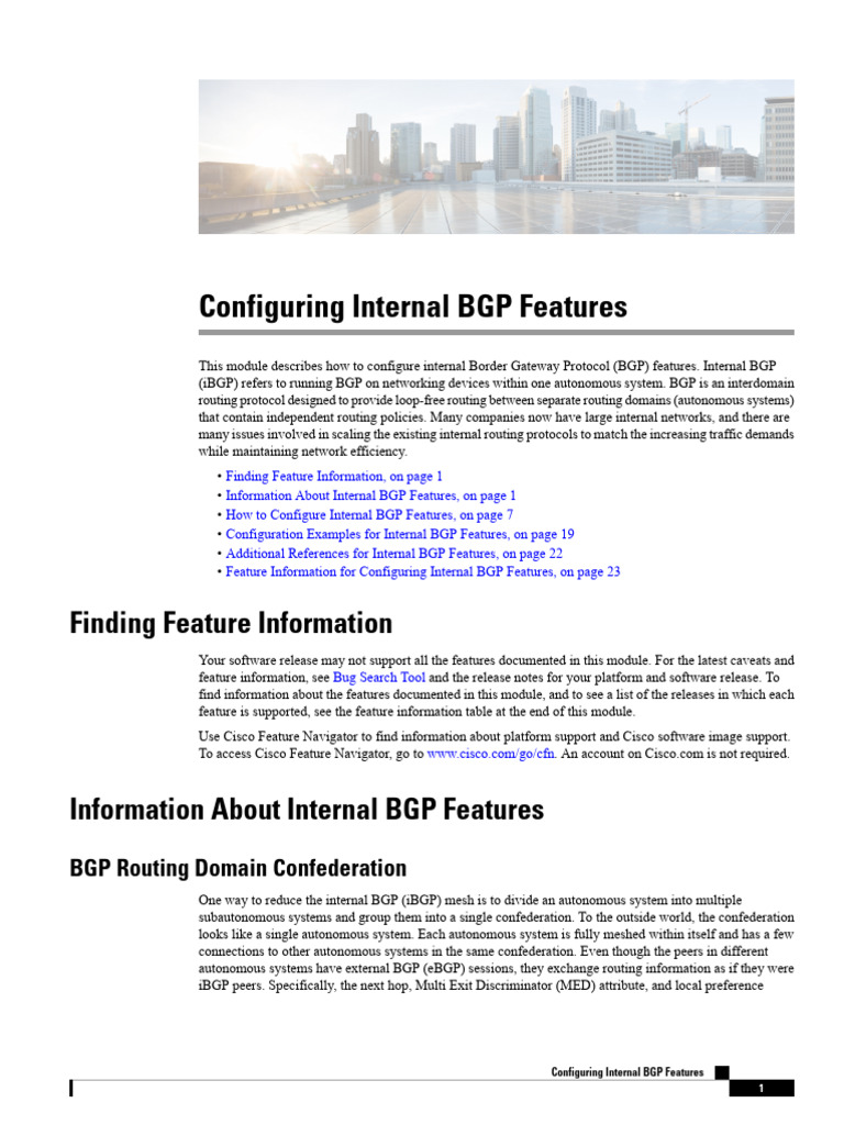 Configuring Internal Bgp Features Pdf Ip Address Network Protocols