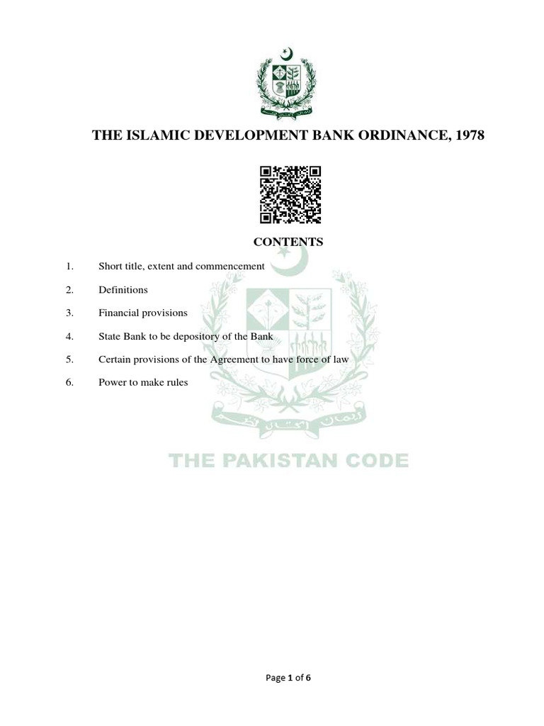 Islamic Development Bank Ordinance 1978 | PDF | Taxes | Banks