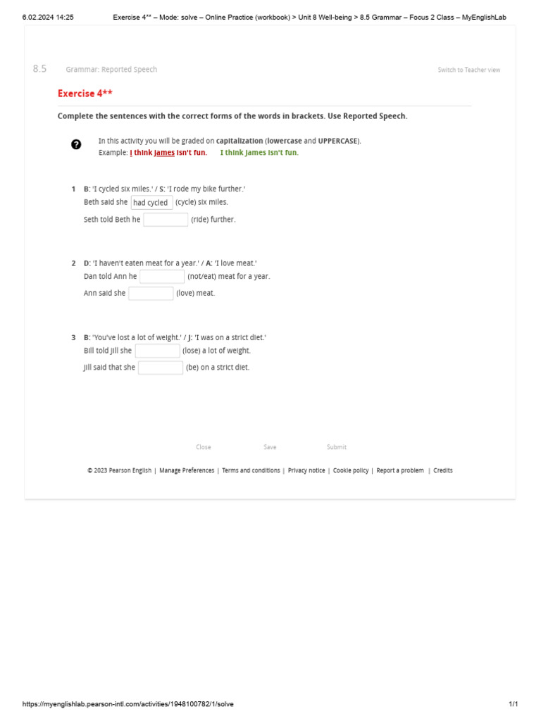 5B - Reported Speech From Direct To Indirect Speech Dialogue | PDF