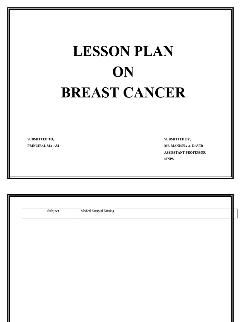 Lesson Plan On Breast Cancer | PDF | Breast Cancer | Cancer