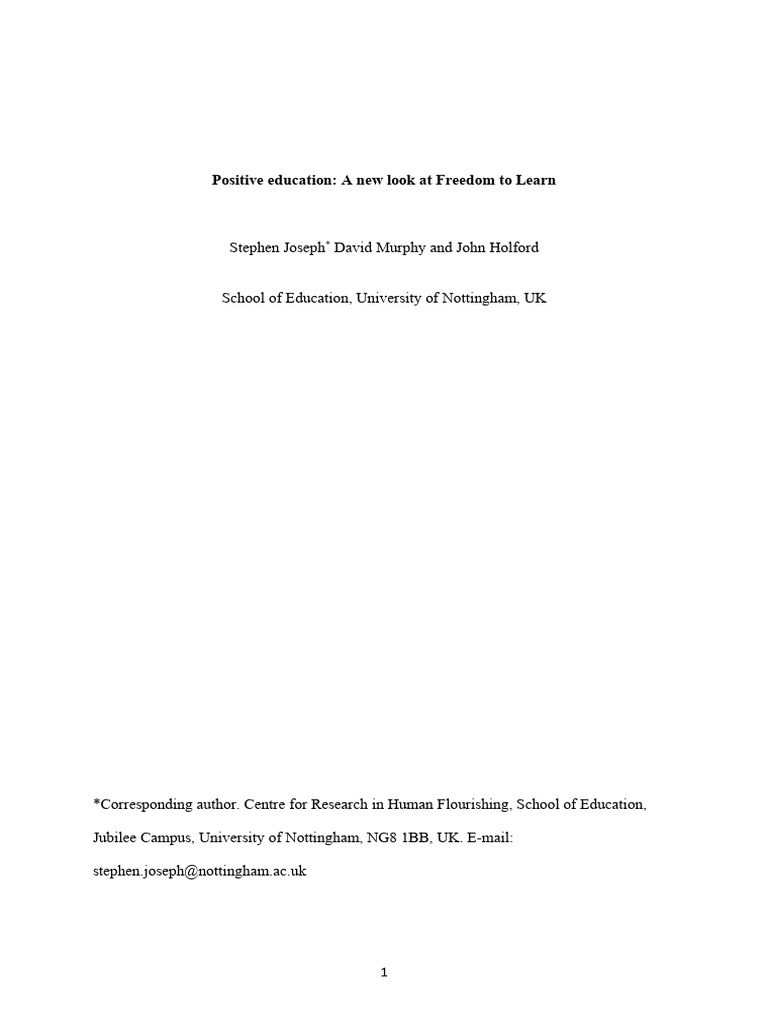 Positive Education | PDF | Positive Psychology | Psychology