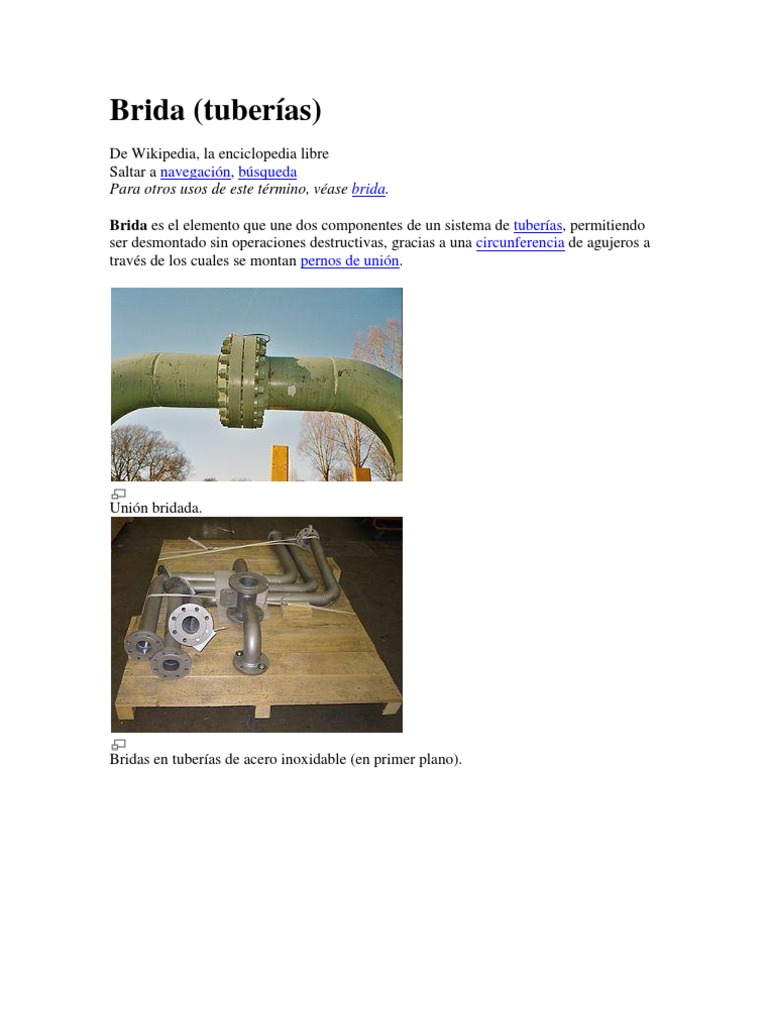 Tipos y características de bridas en tuberías | PDF | Ingeniería ...