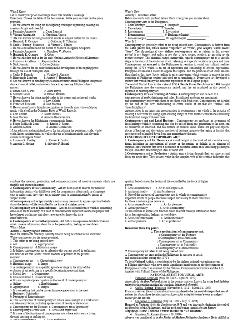 CPAR MODULE 2 Quarter 1 | PDF | Paintings | Abstract Art