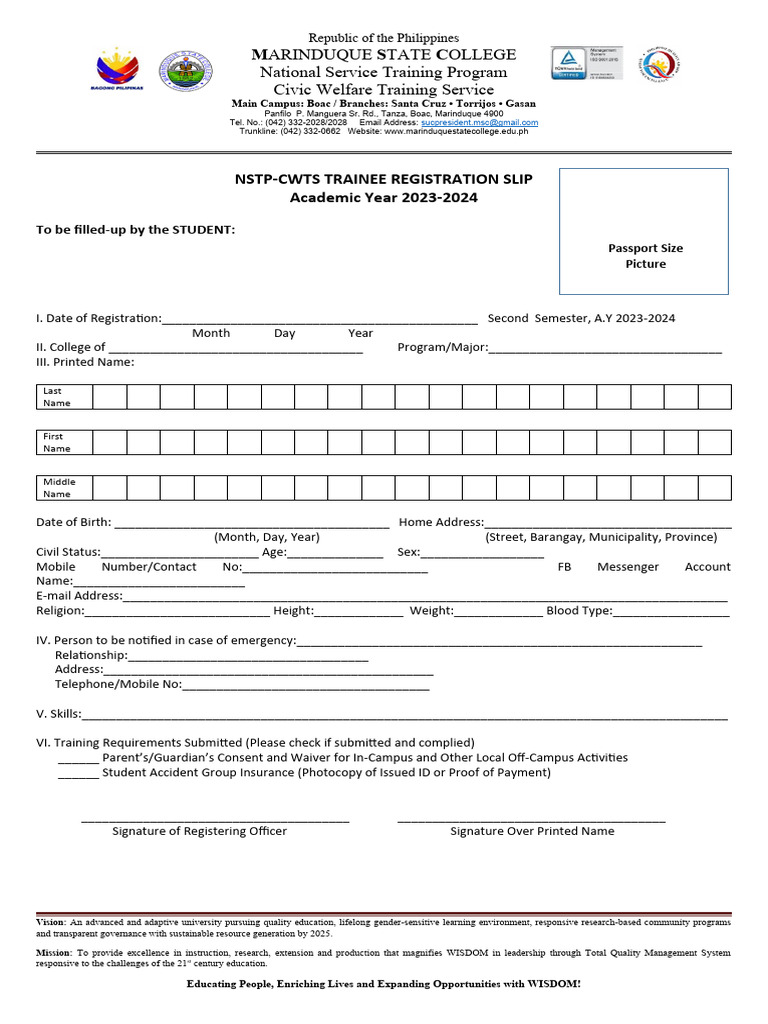 2024 CWTS Registration Form | PDF | Career & Growth | Business