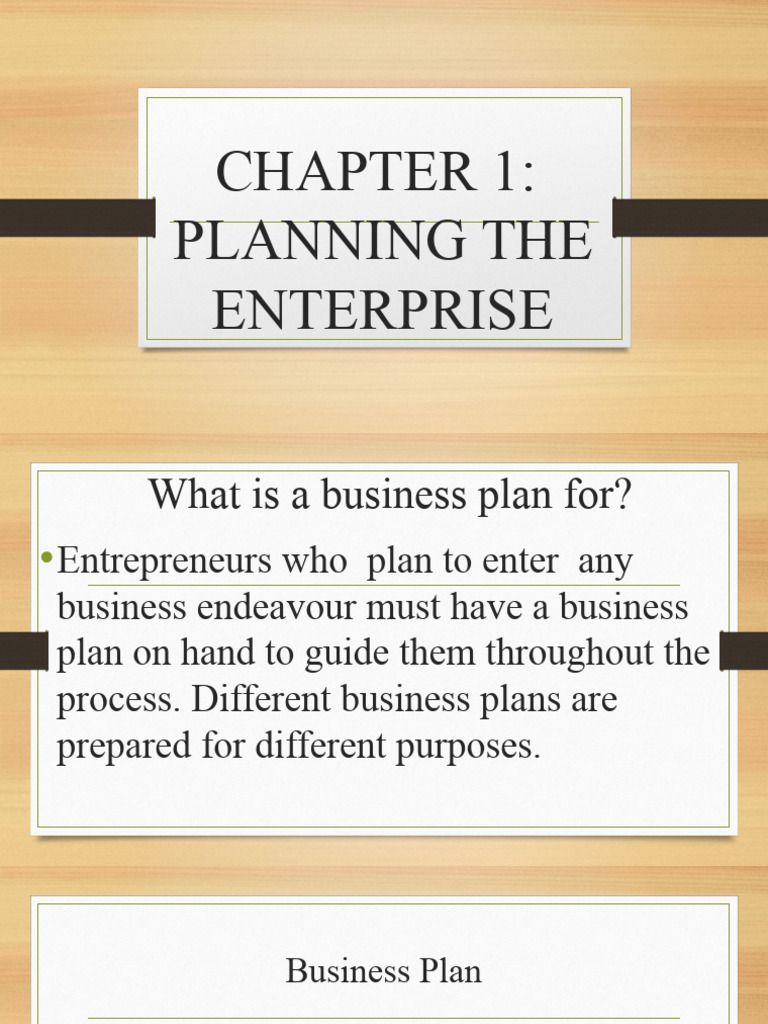 CHAPTER1 Planning The Enterprise Parts of BP | PDF | Business Plan ...