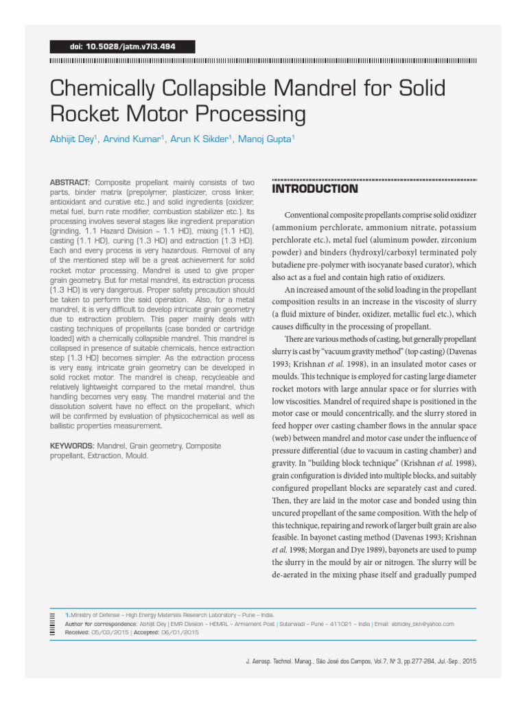 Chemically_Collapsible_Mandrel_for_Solid | PDF | Rocket Propellant | Casting