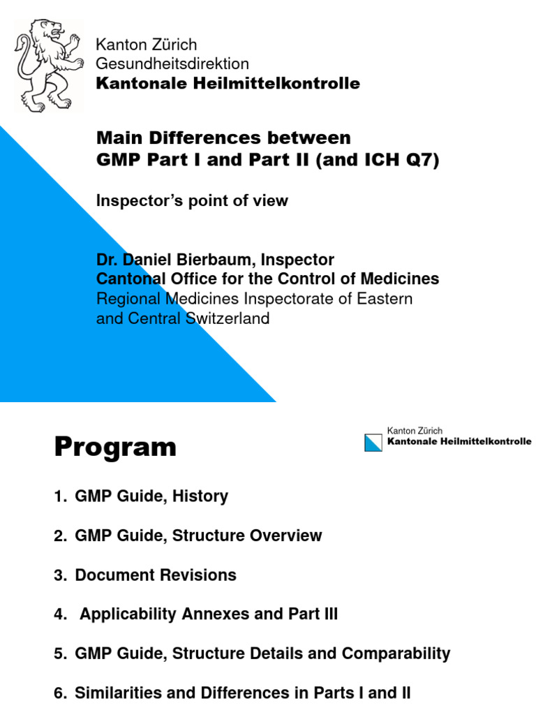 GMP Part I vs Part II Overview | PDF | Medicinal Chemistry | Health Policy