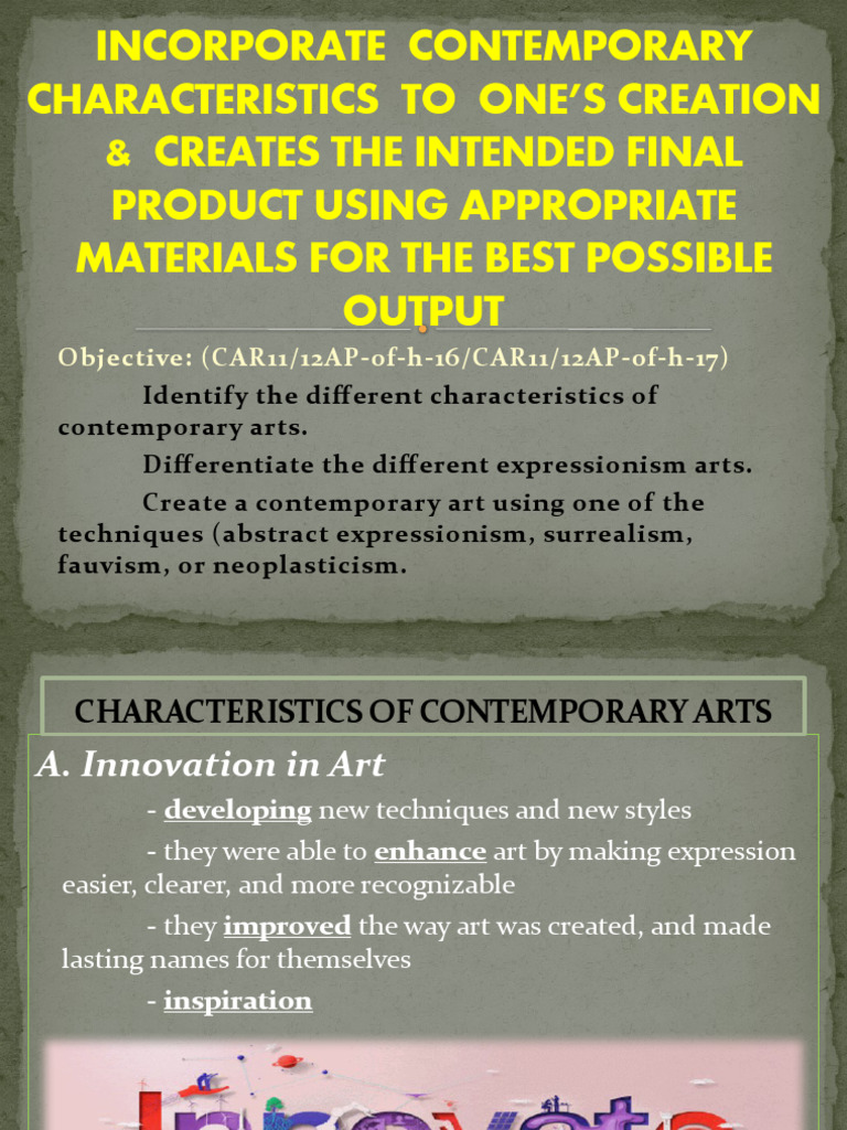 Characteristics of Contemporary Art | PDF | Paintings | Surrealism