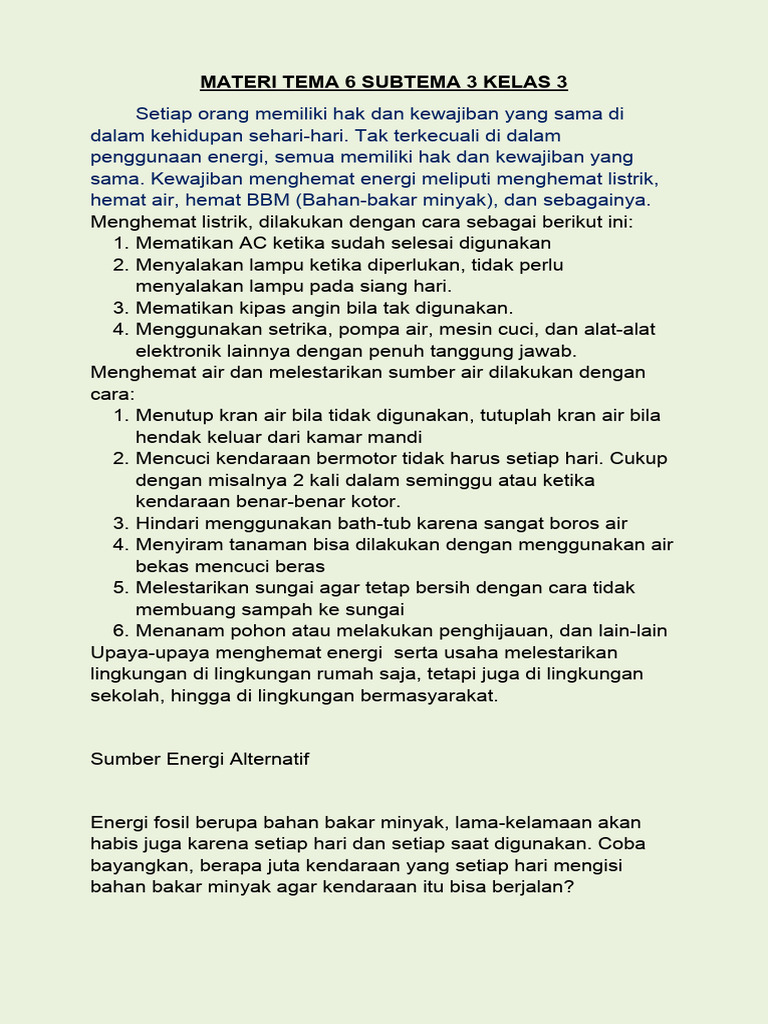 Materi Tema 6 Subtema 3 Kelas 3 | PDF | Sains & Matematika