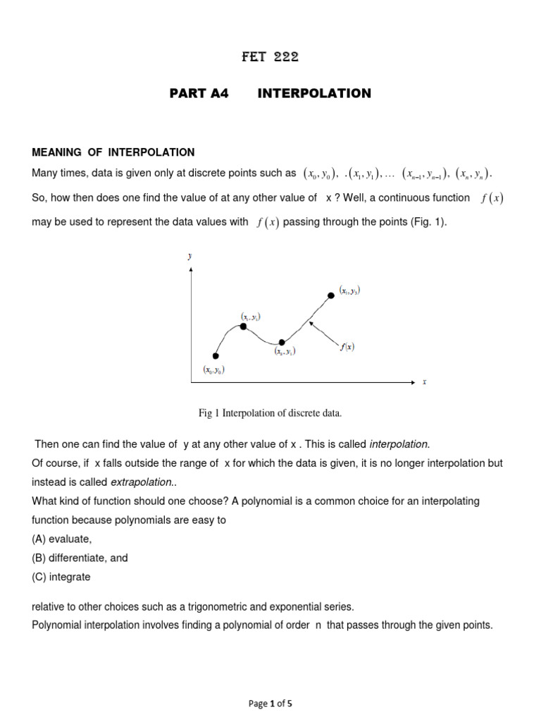 Fet 222 A4 Interpolation | PDF | Interpolation | Function (Mathematics)