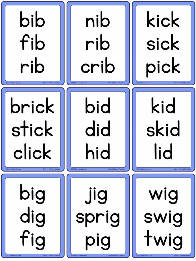 Short I Word Families Small | PDF