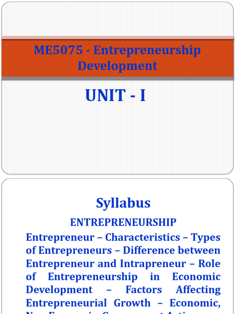 Unit 1 Basics | PDF | Entrepreneurship | Economic Growth