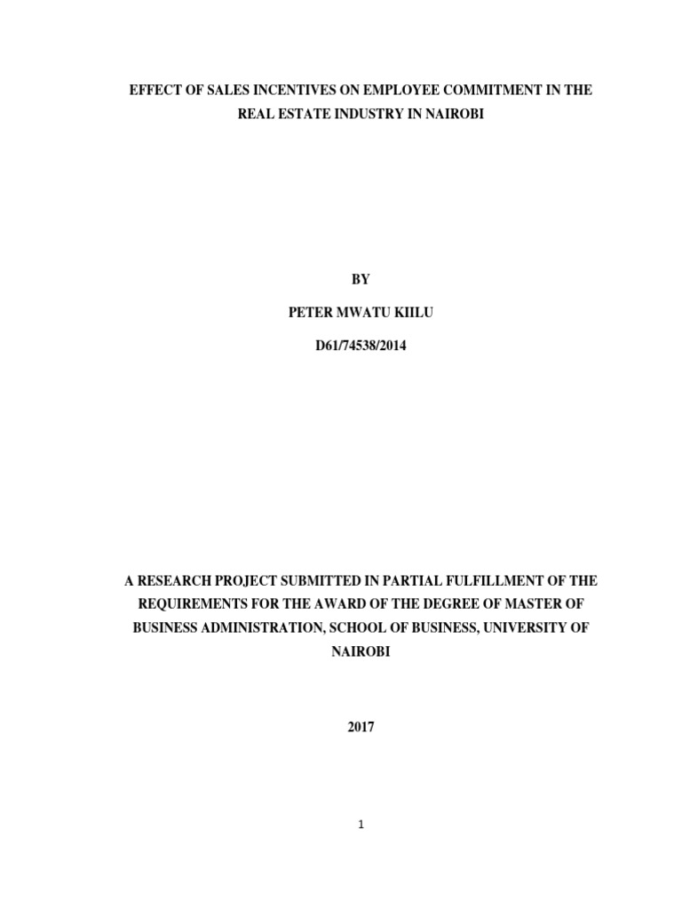 EFFECT OF SALES INCENTIVES ON EMPLOYEE COMMITMENT IN THE REAL ESTATE INDUSTRY IN KENYA - Peter ...