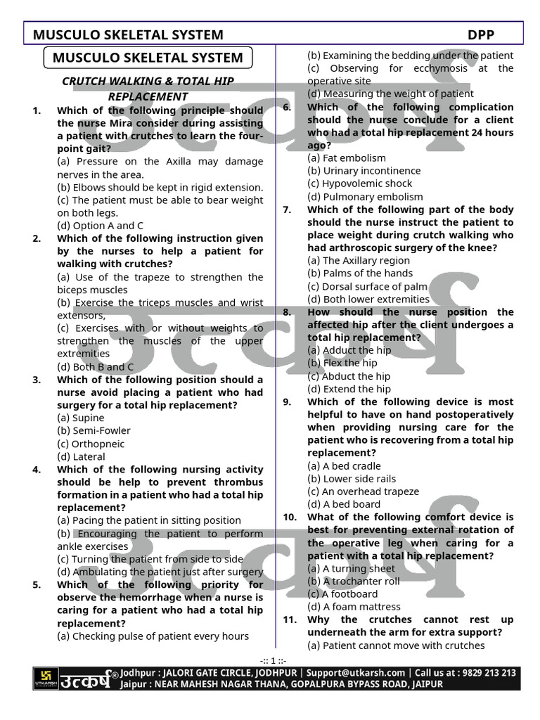 Crutch Walking and Hip Replacement Care | PDF | Anatomical Terms Of ...