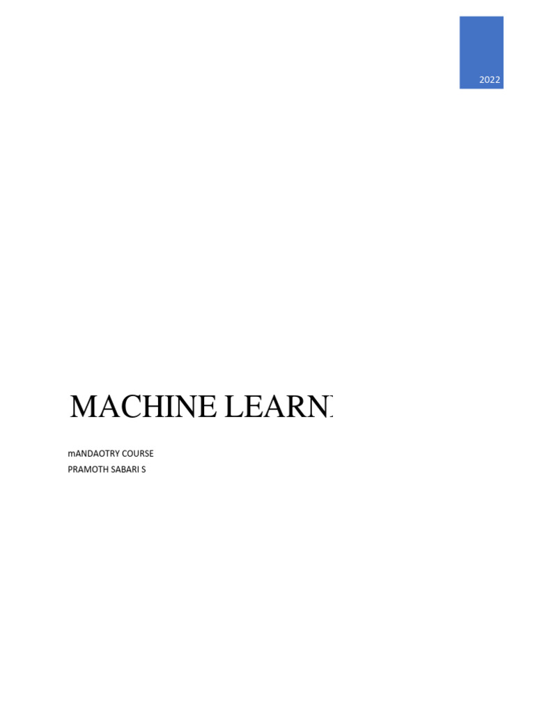 Machine Learning Notes | PDF | Machine Learning | Artificial Intelligence Machine Learning Notes | PDF | Machine Learning | Artificial Intelligence