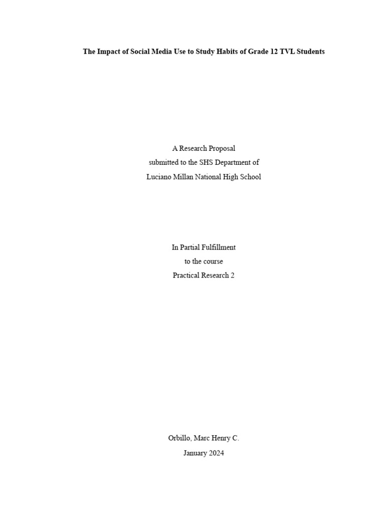 Impact of Social Media Use To Study Habits of Grade 12 TVL Students ...