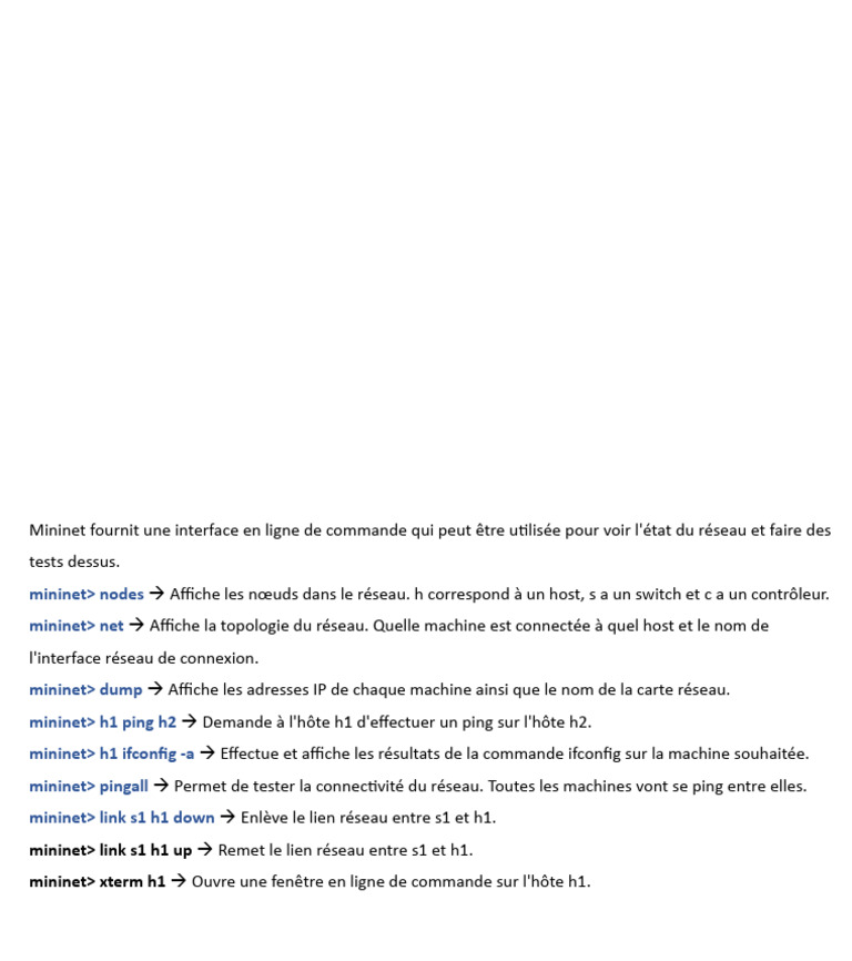 Mininet Commandes | PDF