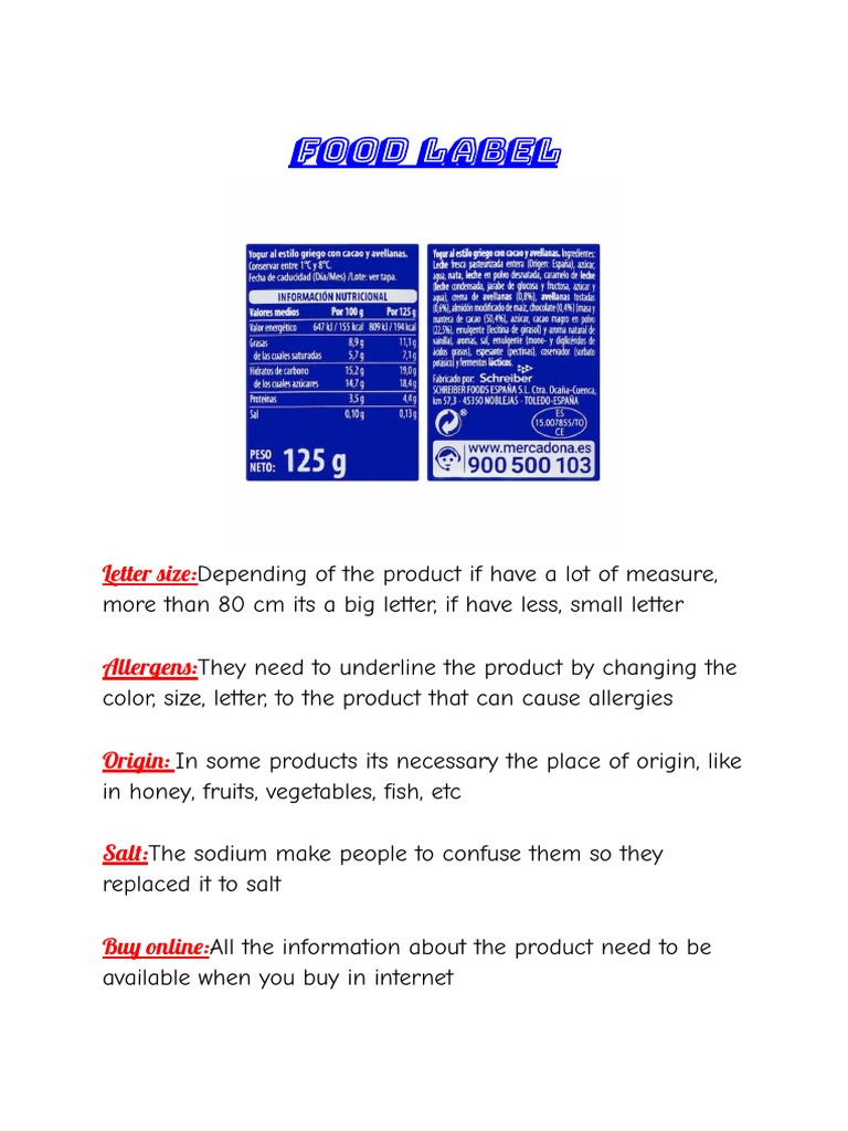 Nikita Halushka Pavlyuchenco - Foodlabels | PDF | Nutrients | Carbohydrates