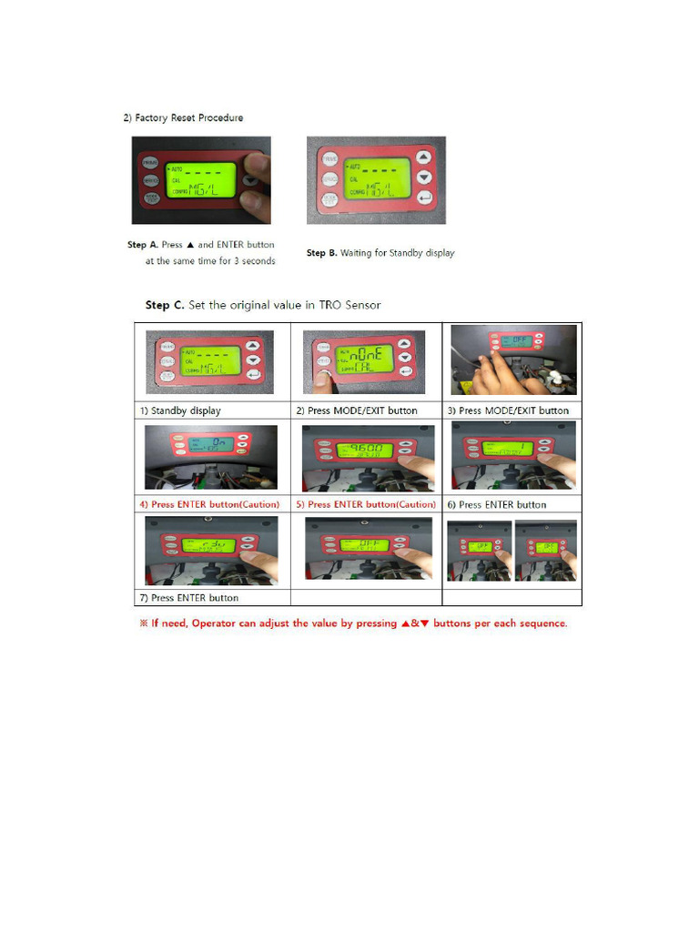TRO Sensor-FACTORY RESET Guidance | PDF