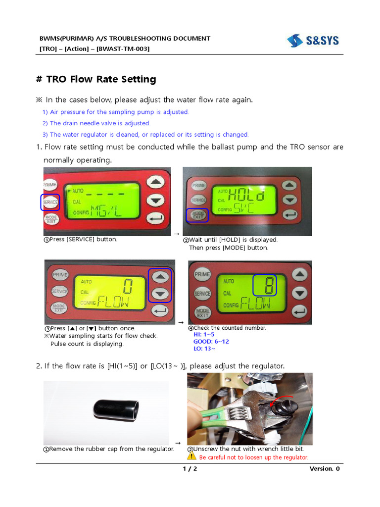 TRO Flow Rate Setting | PDF