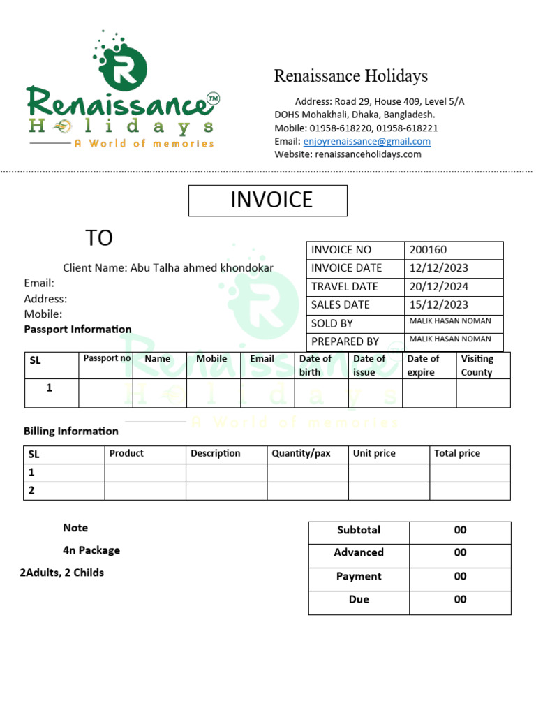 Renaissance Invoice | PDF