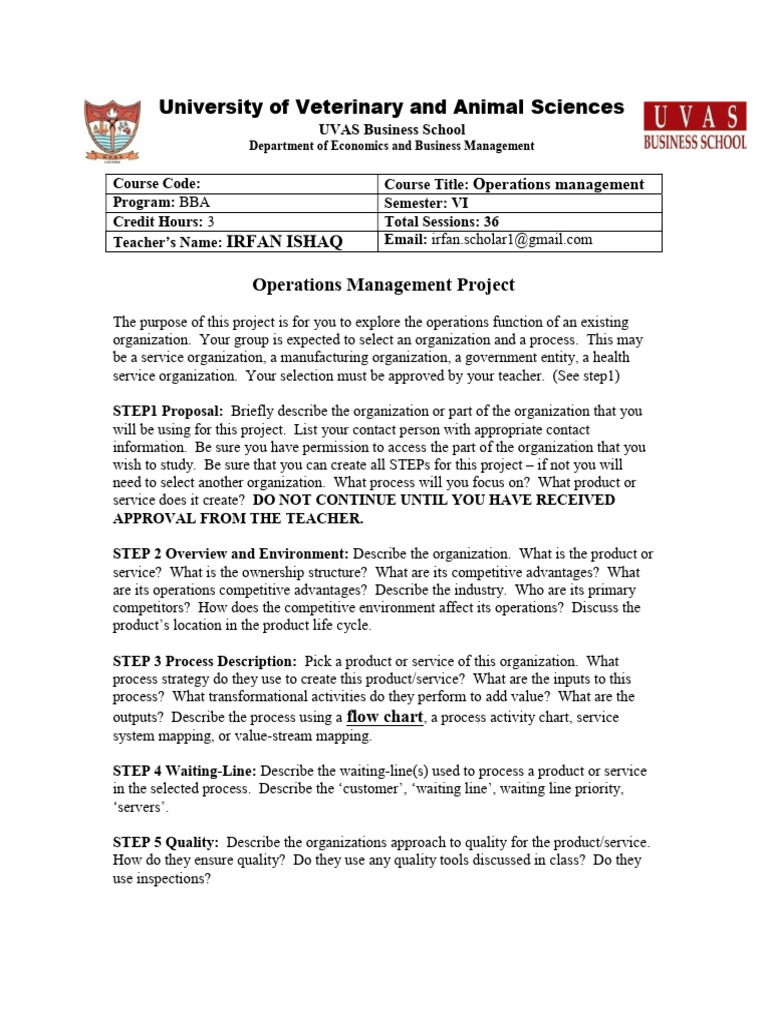 Operations Management Project | PDF | Supply Chain | Lean Manufacturing