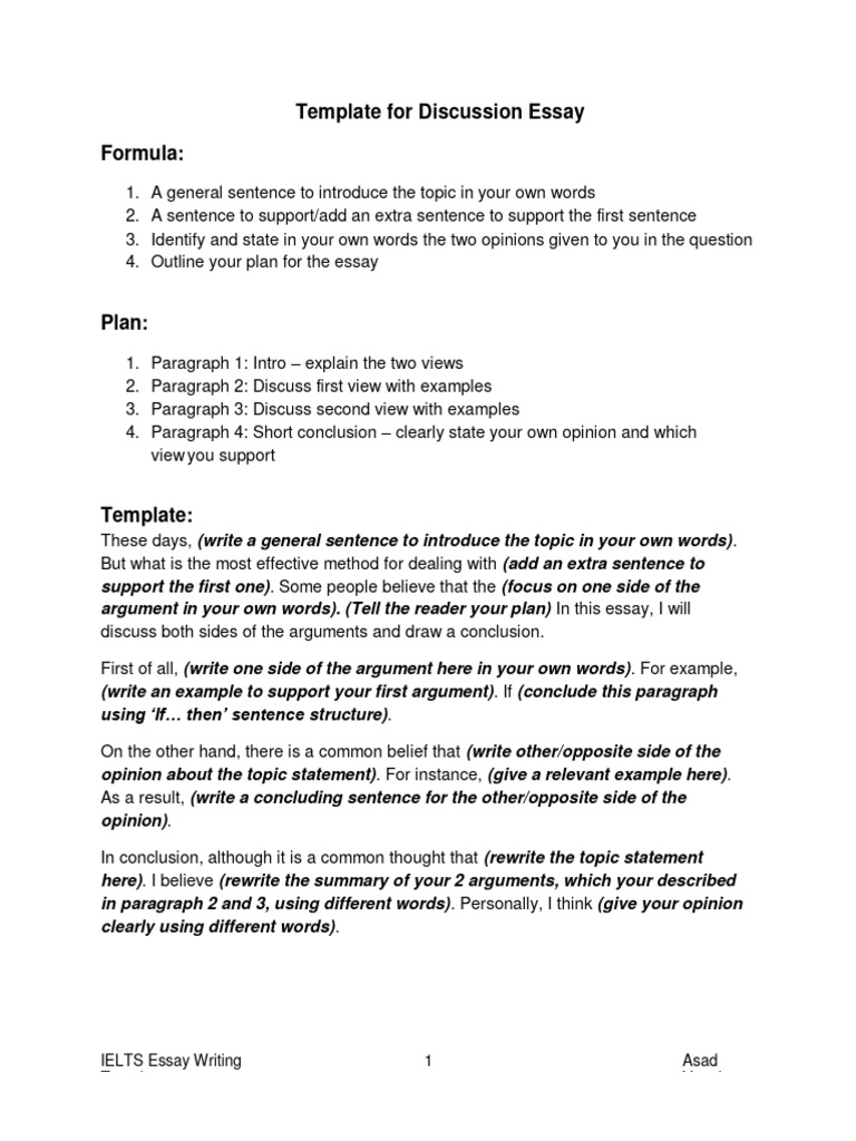 Templates For Discussion Essay | PDF