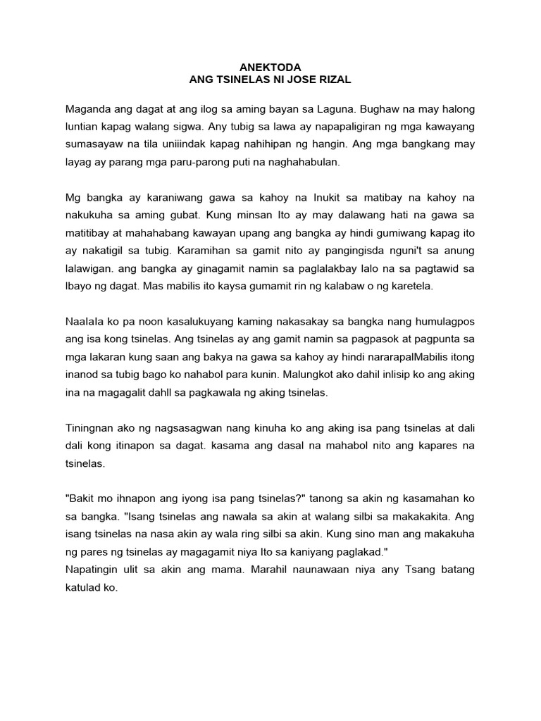 ANEKTODA Ni Jose Rizal | PDF