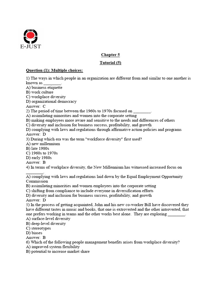 Tutorial 5-Answer | PDF | Discrimination | Employment