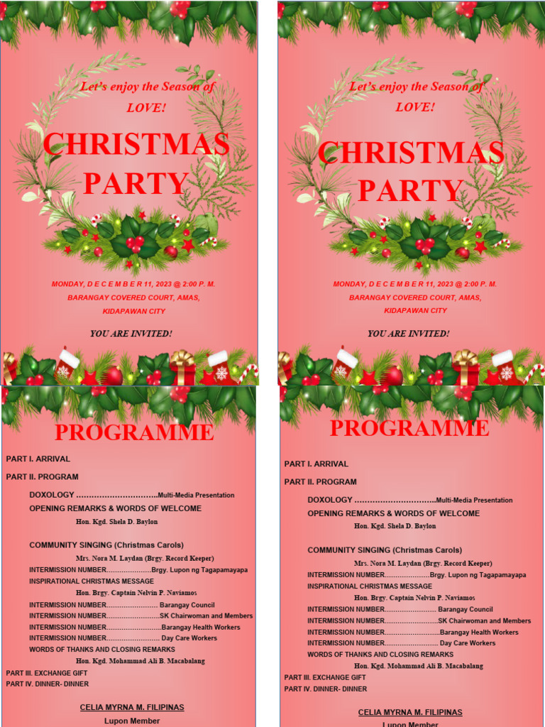 Christmas Party Program | PDF | December Observances | Christmas