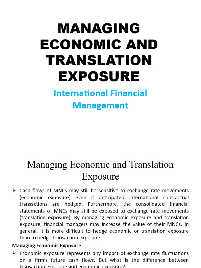 Managing Economic and Translation Exposure | PDF | Foreign Exchange ...