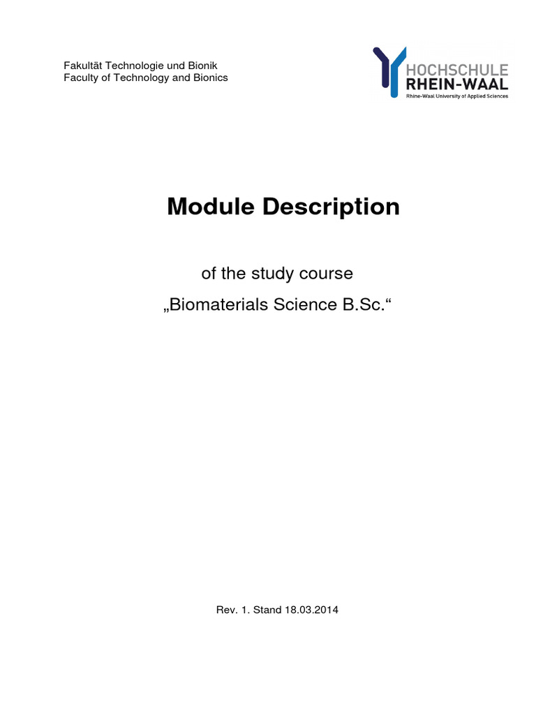 Rev.1 Moduldescription Biomaterials Science 18032014 | PDF | Chemistry ...