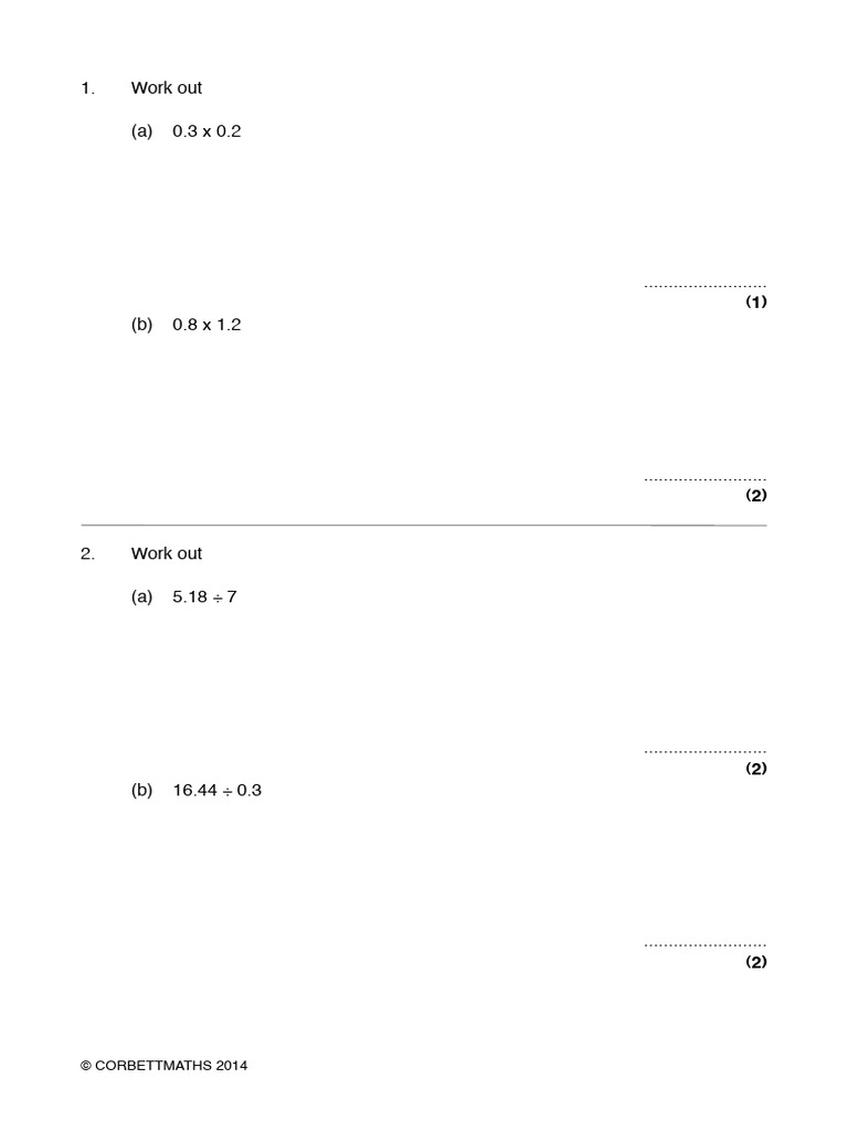 Decimals Multiplying and Dividing | PDF | Arithmetic | Mathematics