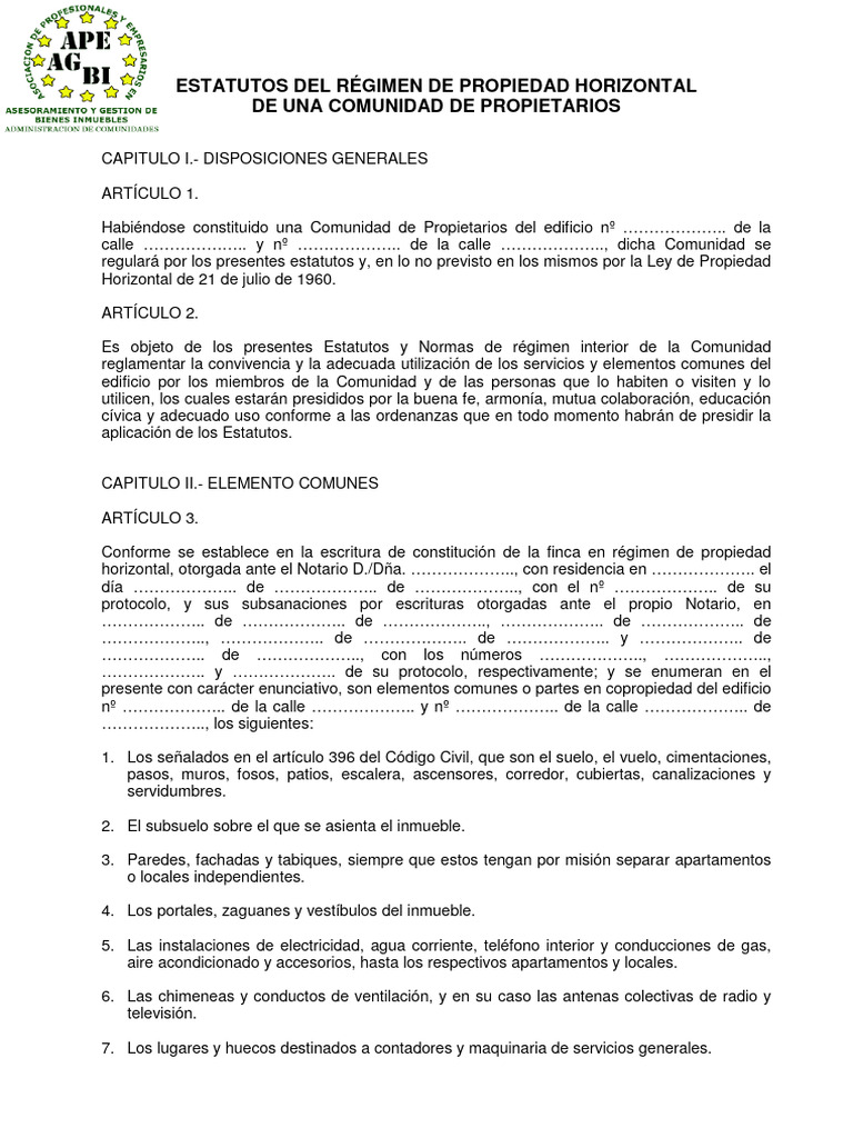 Estat Regm Prop Horizontal Com Prop | PDF | Propiedad | Ascensor