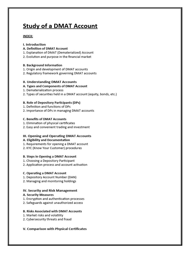 The Study of A DMAT Account | PDF | Information Security | Securities ...