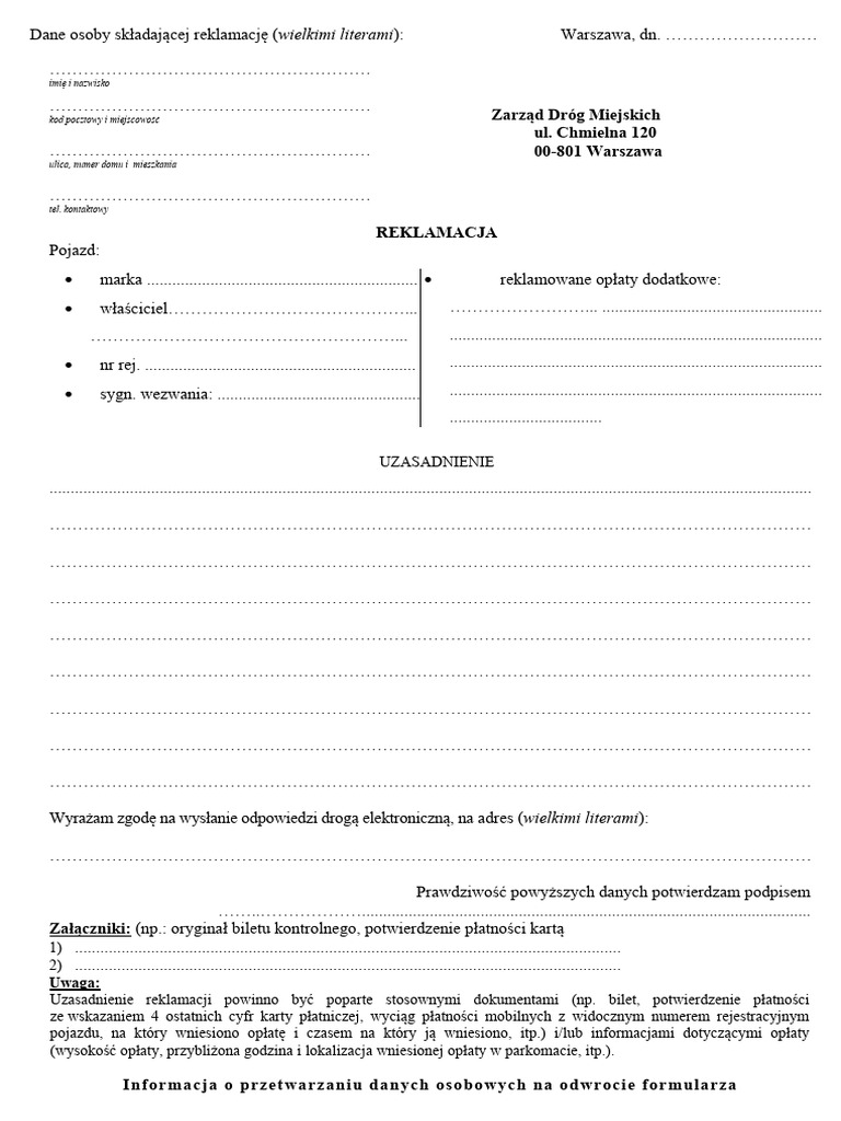 Formularz Reklamacyjny SPPN 1 | PDF