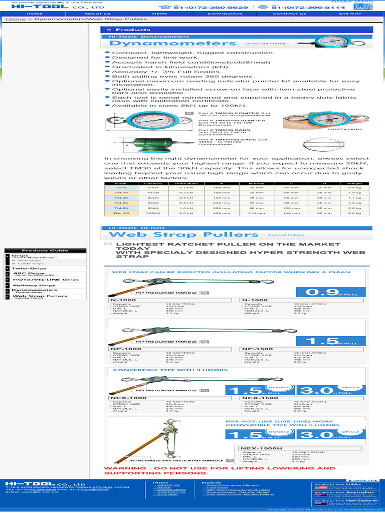 DynamometersWeb Strap Pullers HI-TOOL | PDF | Equipment | Manufactured ...