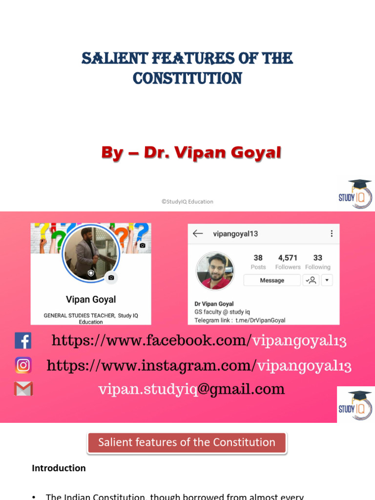 Salient Features of Indian Constitution | PDF | Constitution | Accountability