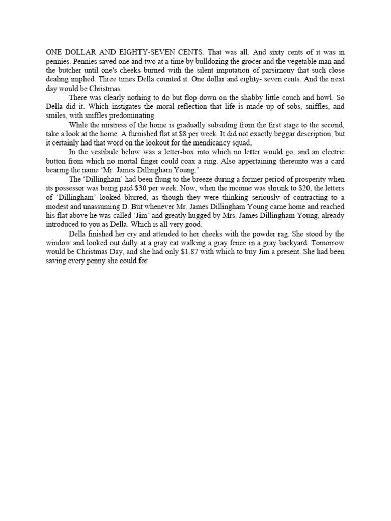 One Dollar and Eighty-Seven Cents | PDF | Social Science | Mystery ...